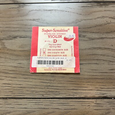New Super Sensitive Red Label Stainless Strings Violin D String 1/8 ...