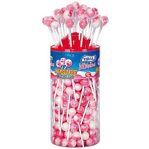 Vidal Tongue Painter Lotta Lollies Full Tub Of 150 Strawberry & Cream ...