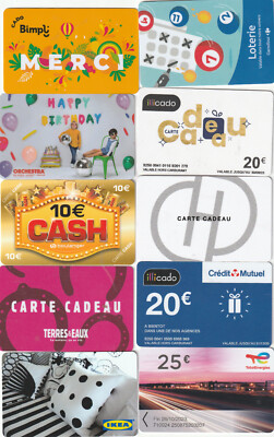 ## LOT n° 34 / 10 cartes cdx divers ## Carte cadeau GIFT CARD - (France ...