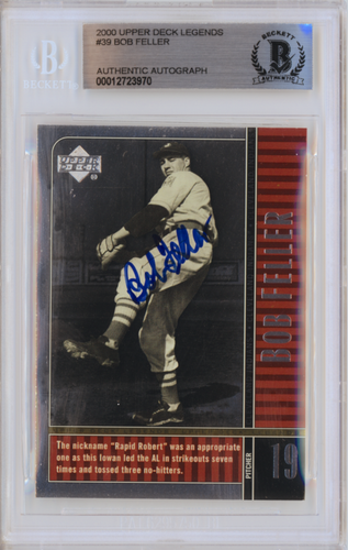 2000 Bob Feller Upper Deck Legends Signed Cleveland COA BAS Slabbed ...