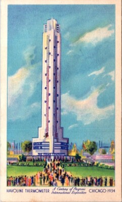Postcard Havoline Thermometer Century of Progress Expo Chicago Illinois ...