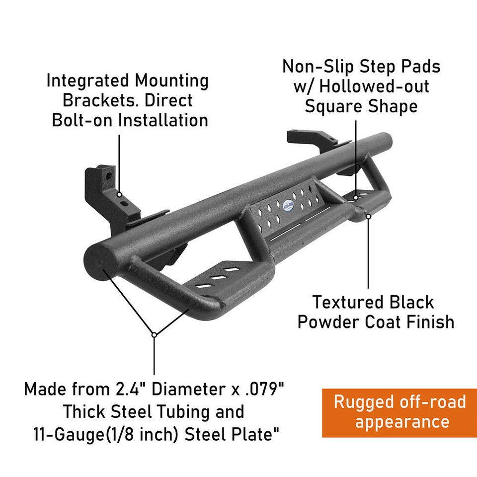2Pcs Steel Side Steps Running Boards Rock Rails for Ford Bronco 2021 ...