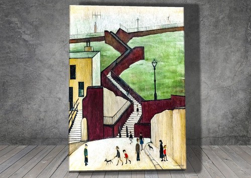 L. S. Lowry Town Steps Maryport CANVAS PAINTING ART PRINT POSTER 1596 ...