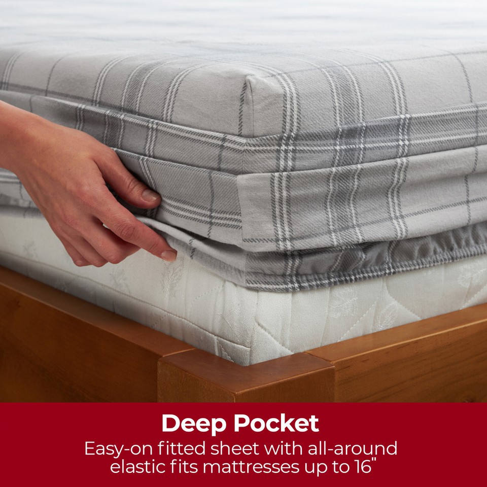 Mellanni Heavy Flannel Sheet Set 180GSM, Deep Pocket 100% Cotton Sheets ...