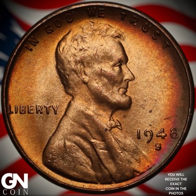 1948 S COLOR Lincoln Cent Wheat Penny A0670 | eBay