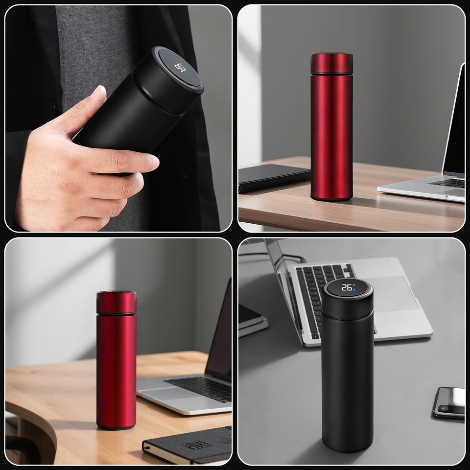 500ml Smart Insulated Mug Stainless Steel Vacuum Cup Thermos Bottle LED ...