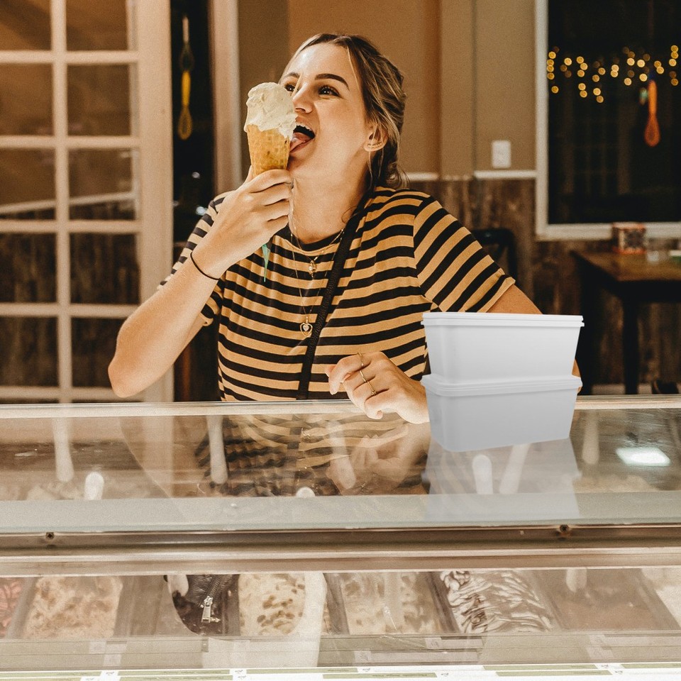 2pcs 3 Litres Refrigerator Ice Cream Storage Container Freezer Ice ...