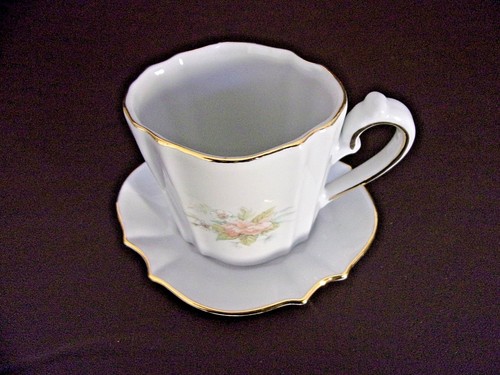 Winrose Collection Oval Demitasse Cup & Saucer Set Peach Floral | eBay