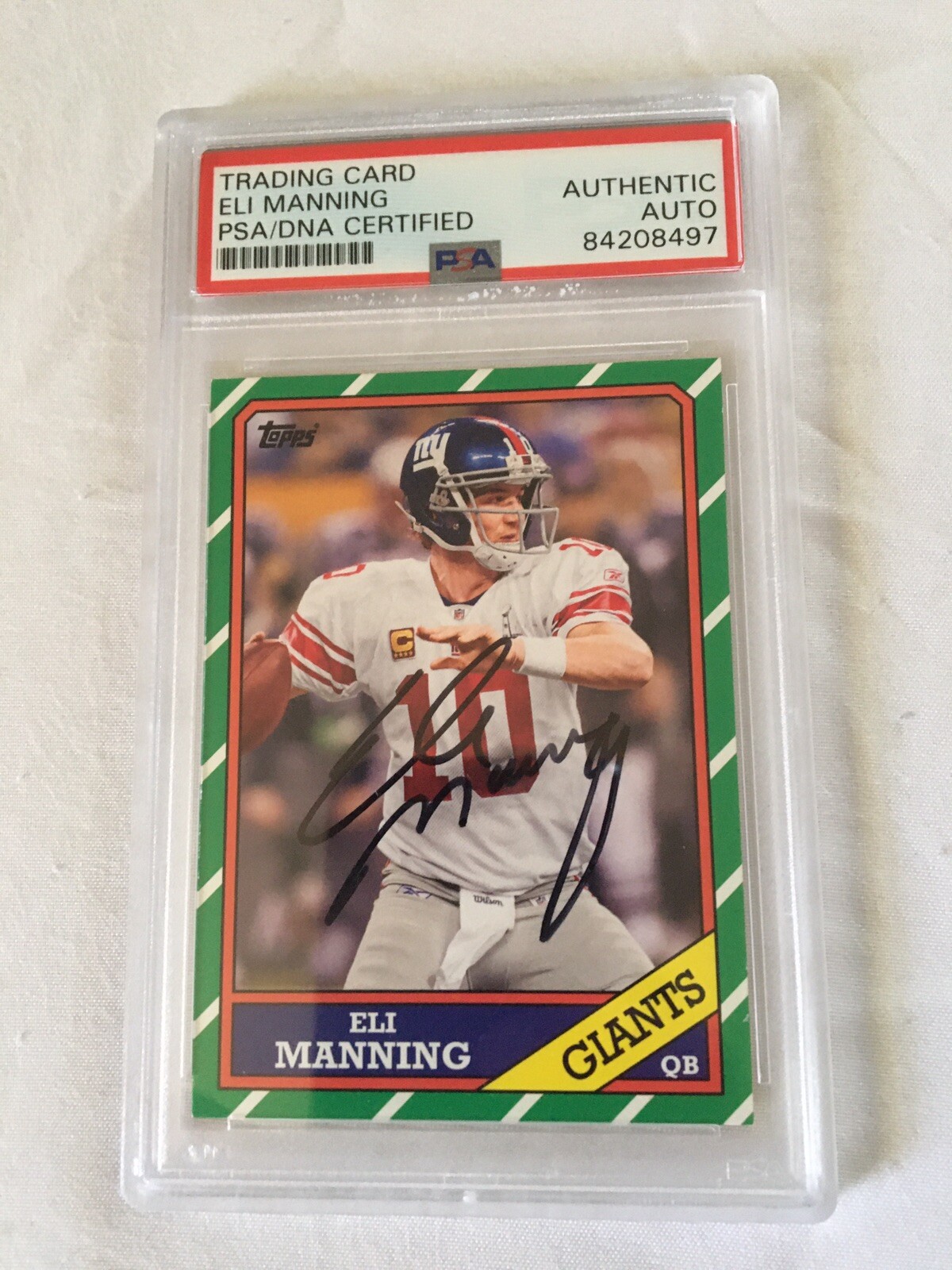Eli Manning AUTOGRAPHED ON CARD 2013 Topps FULL SIGNATURE PSA CERT VERY ...