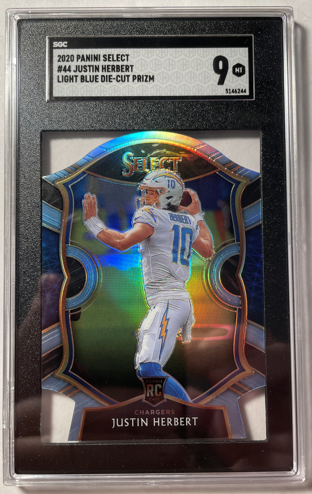 2020 Panini Select #44 Justin Hebert Light Blue Die-Cut Prizm Rookie ...