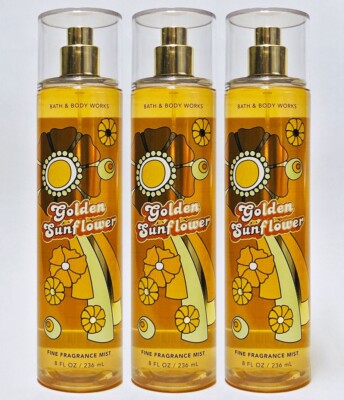 3 Bath & Body Works GOLDEN SUNFLOWER Fine Fragrance Mist Body Spray 8 ...