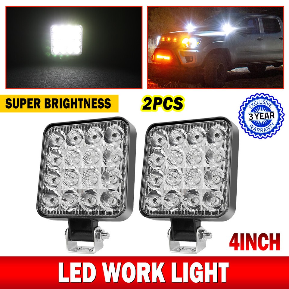 4INCH LED Work Light Flood SPOT Lights For Truck Off Road Tractor ATV ...