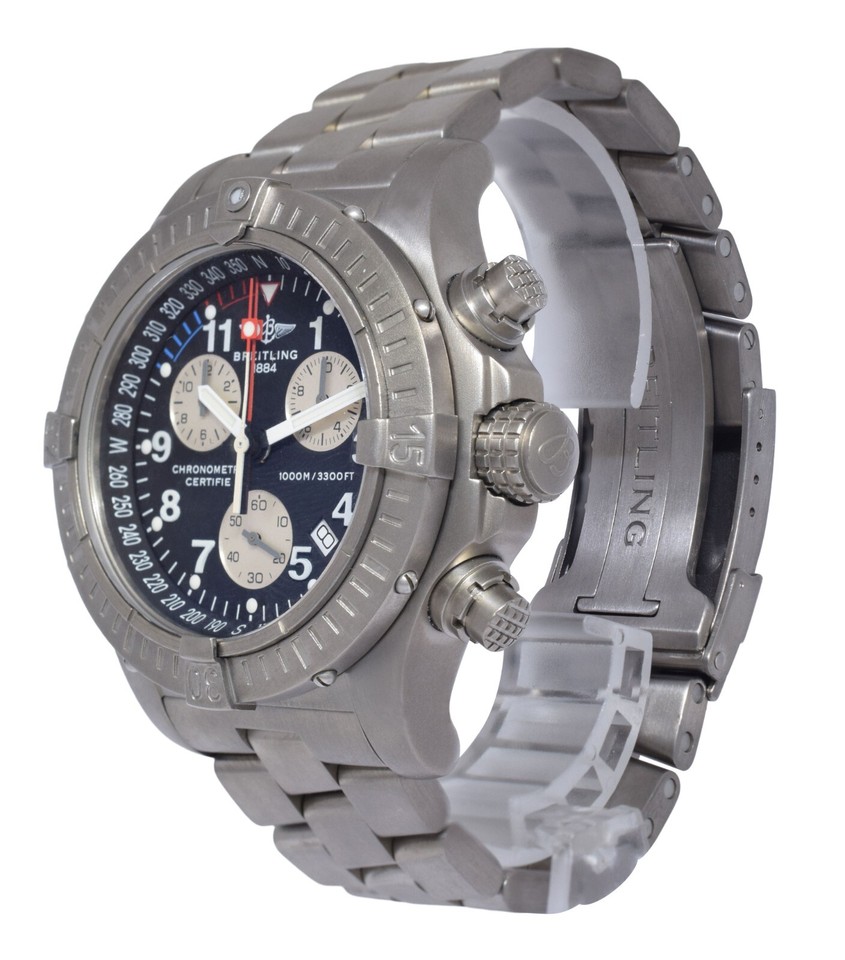 Breitling Chrono Avenger M1 Titanium Black Dial Mens 44mm Watch Box ...