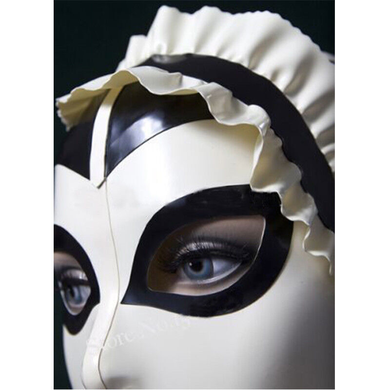 Latex Gummi Hood Drama Headgear Maid Rubber Mask Clubwear BDSM Fetish ...