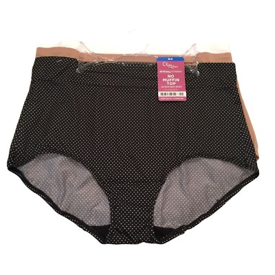 OLGA No Muffin Top Microfiber Brief Size XL 8 Set of 3 Black Polka Dots ...