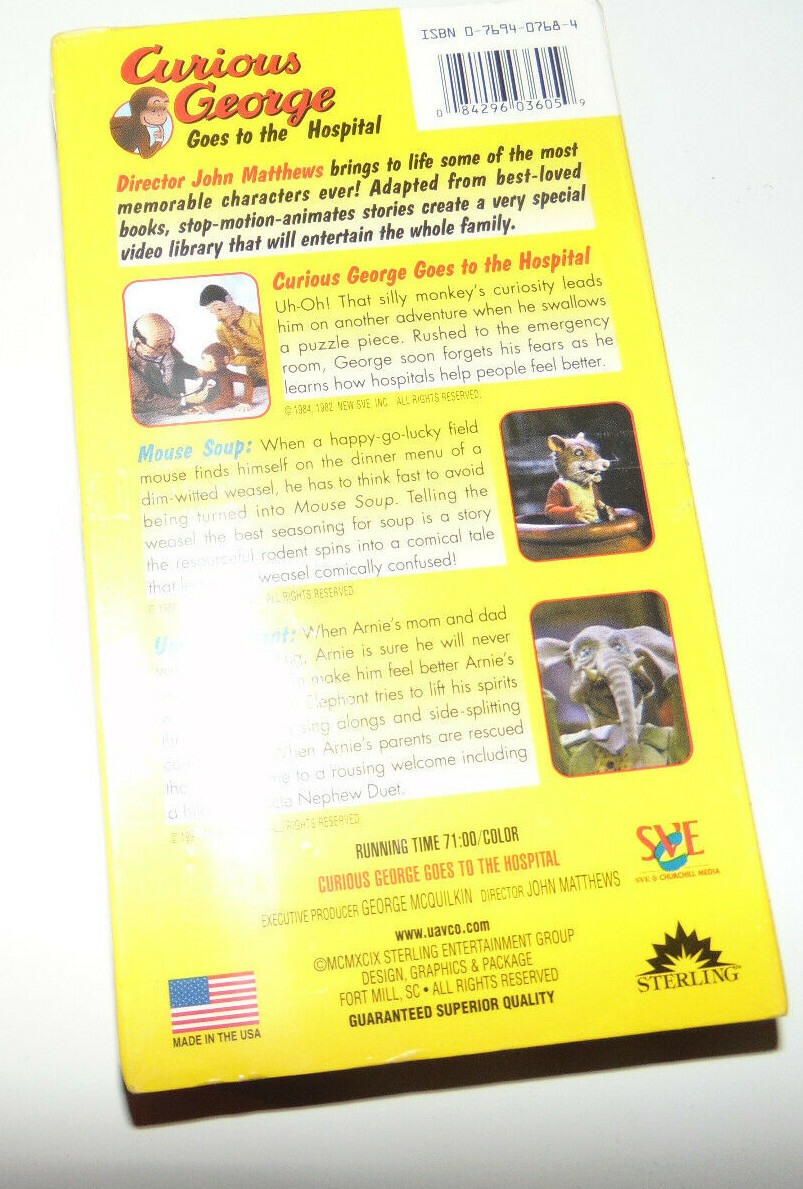 Curious George Goes to The Hospital VHS Mouse Soup and Uncle Elephant ...