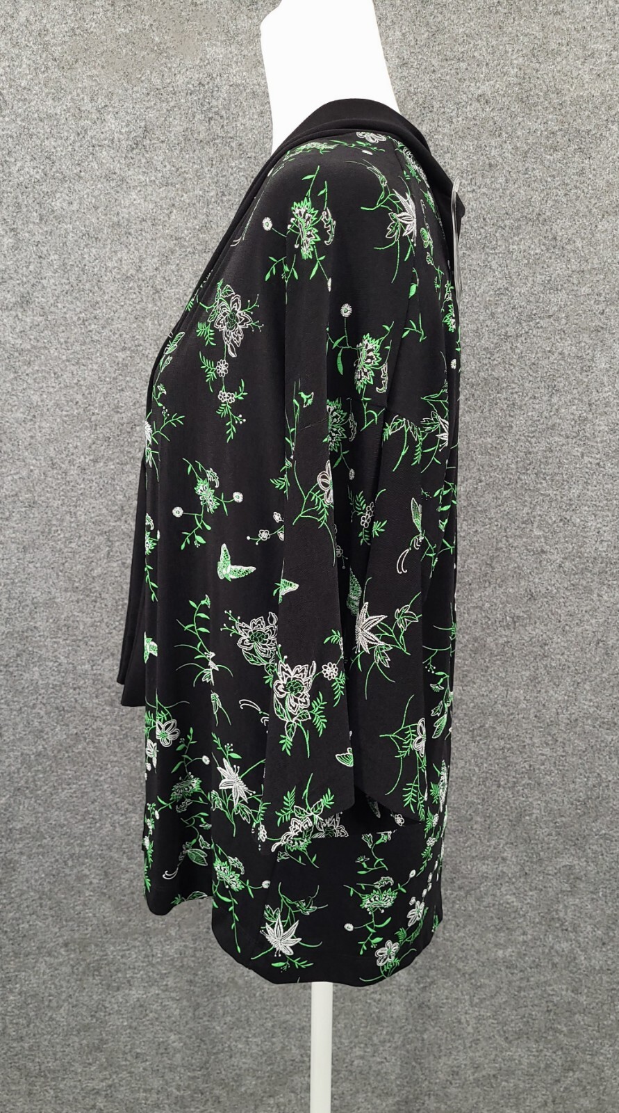 Carolyn Strauss Cardigan Womens Small 3/4 Sleeve Slinky Knit Black ...