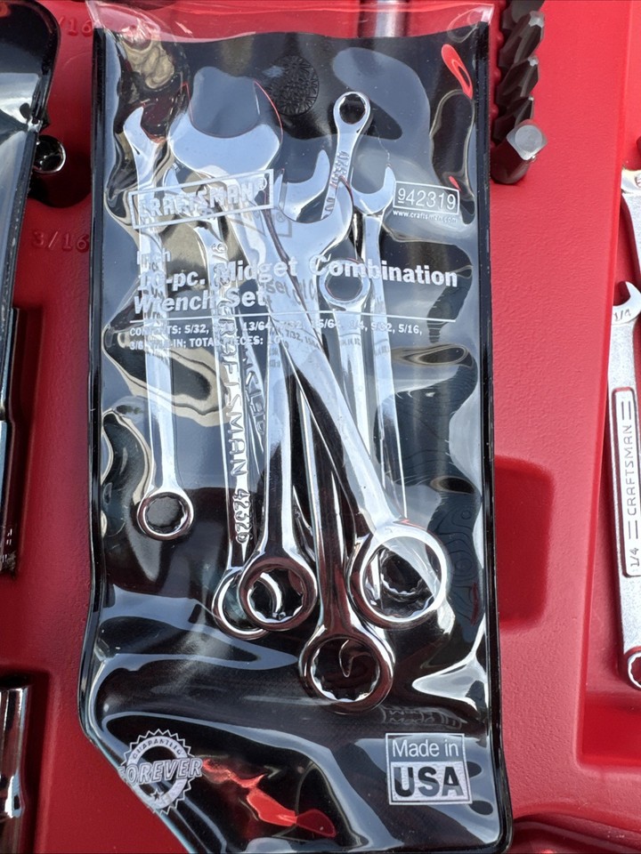 MINT Sears Craftsman USA Nos 190pc 3 Drawer Mechanics Tool Set 33190 ...