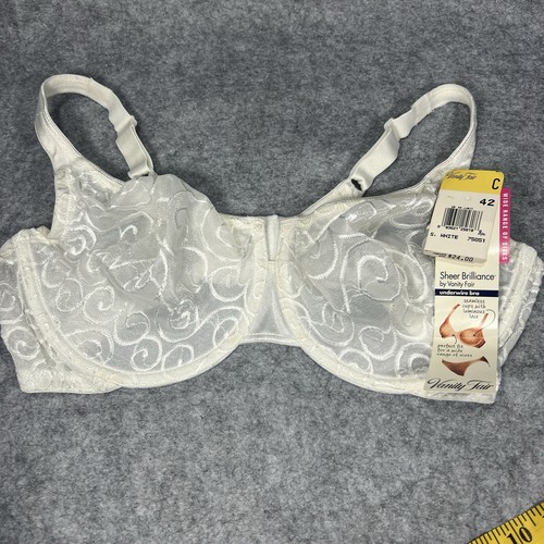 Vanity Fair Sheer Brilliance Bra 42C Ivory Luminous Lace Underwire 75 ...