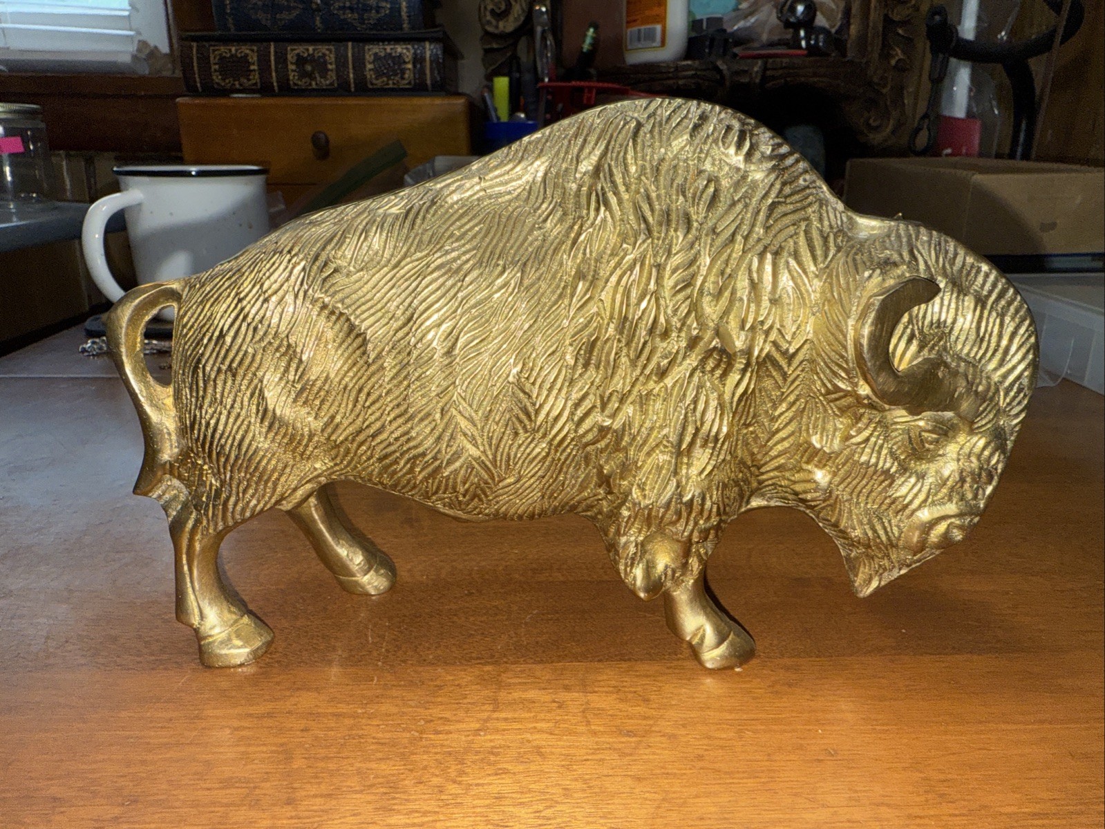 Vintage Brass Bison Buffalo Figurine Western American 5”x 8” Rare | eBay