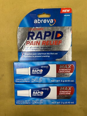 2 New Abreva Cold Sore Rapid Pain Relief - 0.10oz Each Box Ex. 04/25 | eBay