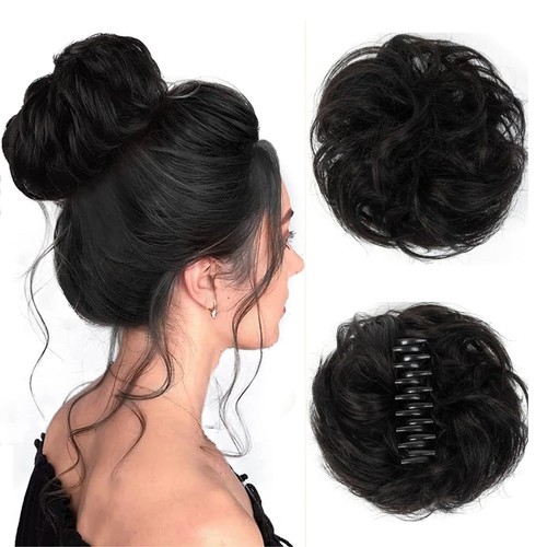 Large Messy Bun Hair Piece Wavy Curly Scrunchies Human Hair Chignon ...
