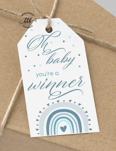 10 White Gift Tags Baby Shower Games Winner Oh Baby You're A Winner ...