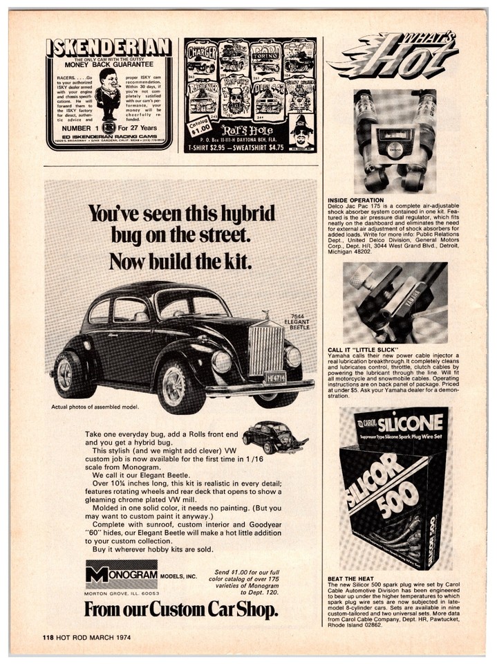 1974 Monogram Volkswagen Beetle Car Model - Original Print (5x8 ...