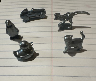 Genuine Monopoly Tokens Rubber Duck, Penguin, T-Rex Dinosaur Kitty Cat ...