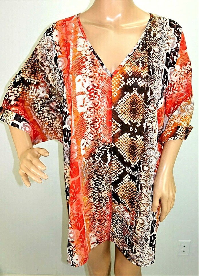 Unique Spectrum Women Plus Size 1x 2x 3x Brown Chiffon Hi Lo Top Blouse ...