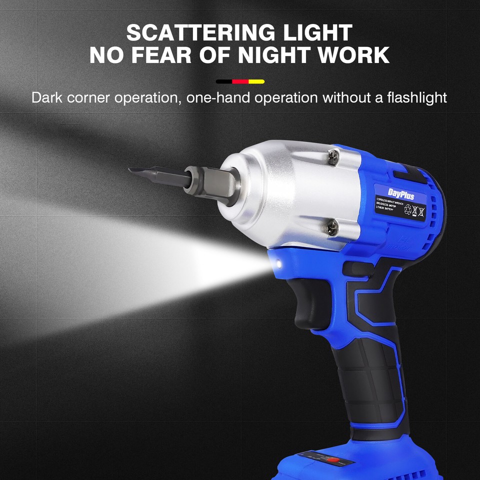 21V Cordless Impact Wrench 1/2" Driver Ratchet Rattle Nut Drill Gun ...