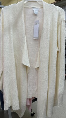 Softies Paddi Murphy Womens L/XL Ivory Cardigan Sweater Drape Open Soft ...