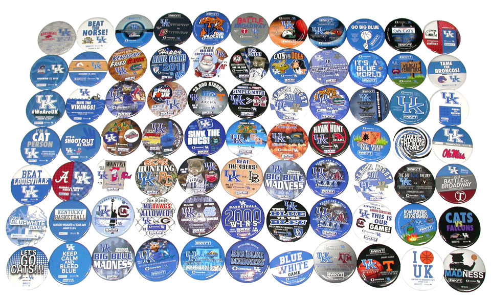 UK Kentucky Wildcats Basketball Pinback Buttons Huge Collection HTF Lot ...