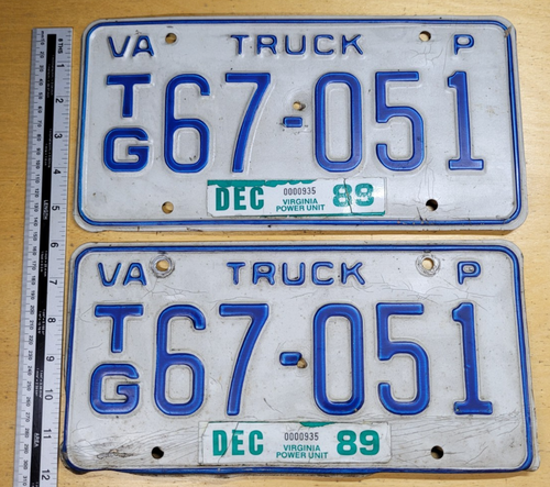 Pair of Matching 80's Truck Vintage VA License Plates | eBay