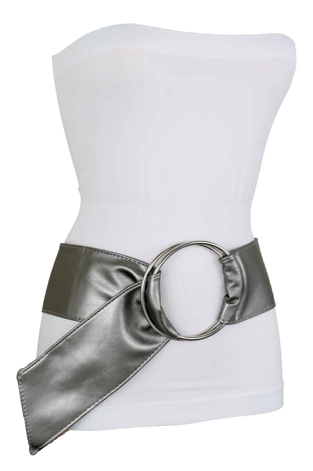 Women Fancy Fashion Belt Silver Buckle Hip Waist Wide Metallic Pewter ...