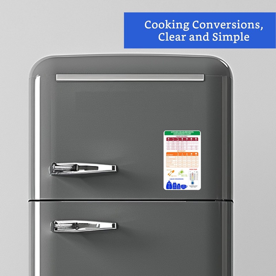 Kitchen Conversion Chart Magnet (7.6 x 5 inches) 7.6 x 5 inches, Multi ...