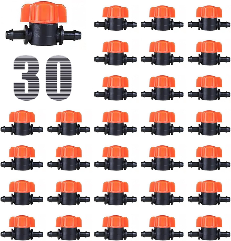 30 Pcs 1/4 Inch Barbed Shut-Off Valve Universal Plastic 1/4” Drip ...