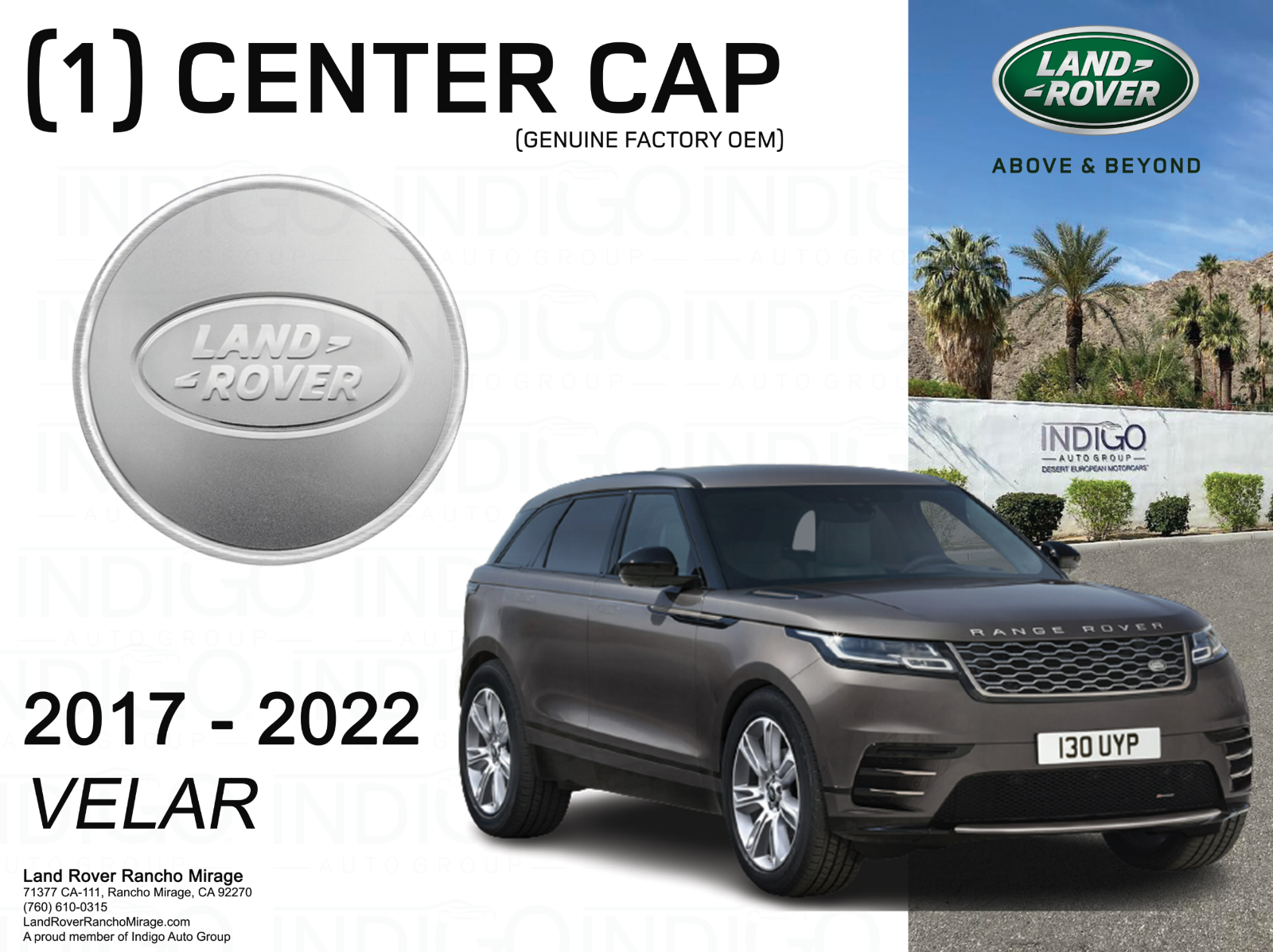 2017-2022 RANGE ROVER VELAR Genuine OEM Center Cap Genuine LR069900-V ...