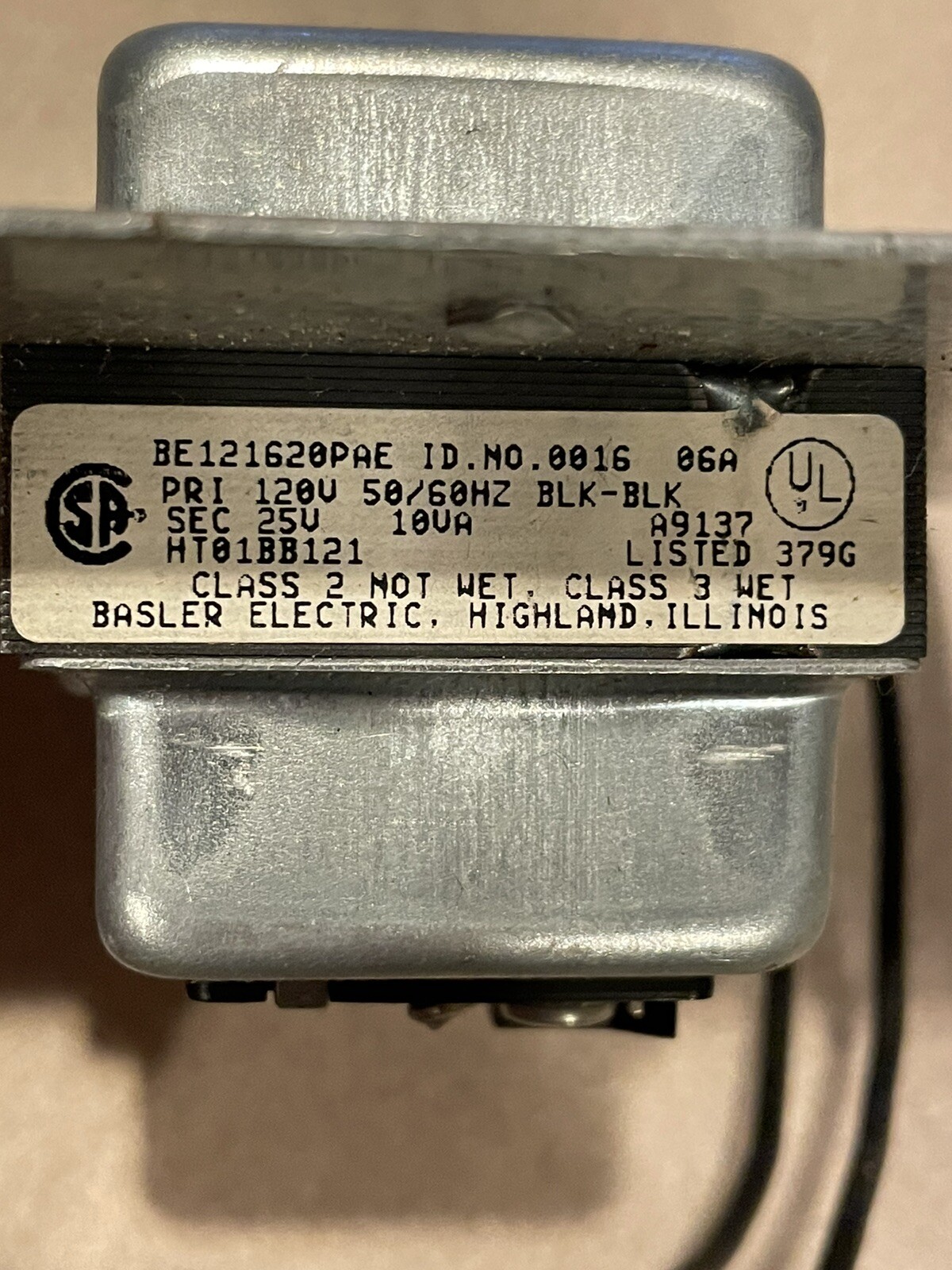 0016-06A BE121620PAE Class 2 Wet Class 3 Not Wet Transformer | eBay
