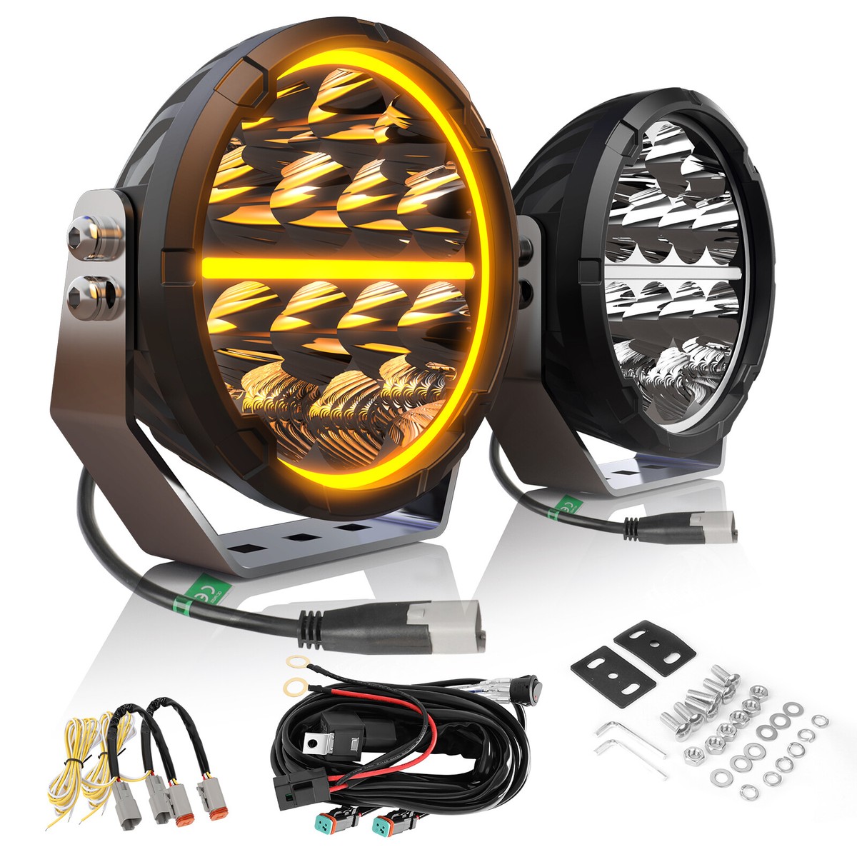 Black Round Led Driving Lights OFFROADTOWN 3.5Inch 80W Round LED