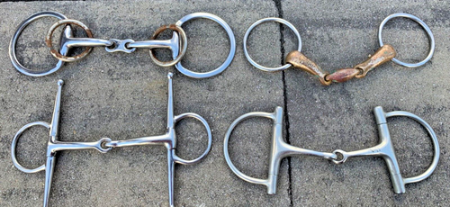 LOT (4) English Horse Bridle Bits - Full Cheek, Eggbutt, D Ring, & Ring Snaffle | eBay