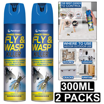 2x Fly And Wasp Killer Spray Kills Insects Midges Mosquito Advance ...
