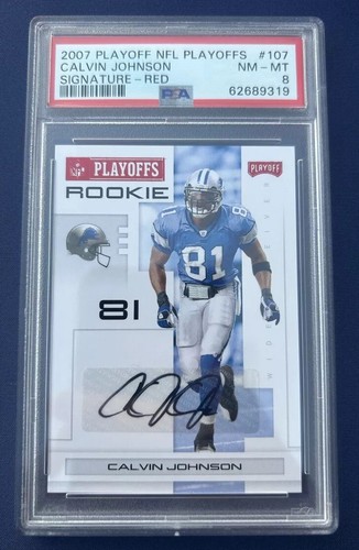 2007 Playoff NFL Donruss Calvin Johnson Signature Red /25 Rookie Card ...