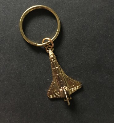Vintage Keychain SPACE SHUTTLE USA Key Ring Gold Tone Metal Fob 🚀 NASA ...