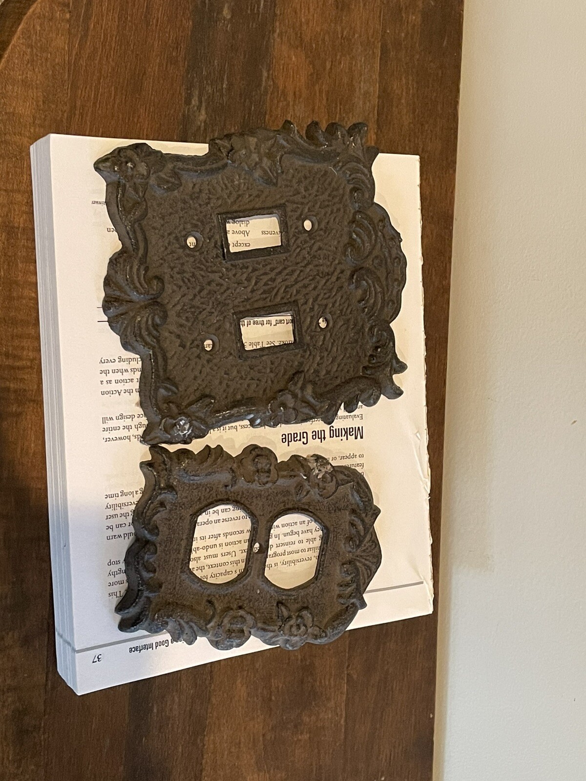 vintage cast iron 1 switch plate and 1 outlet plate. Ornate Design | eBay