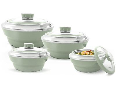 4PC Plastic Hot Pot Thermal Insulated Casserole Food Warmer With Glass ...