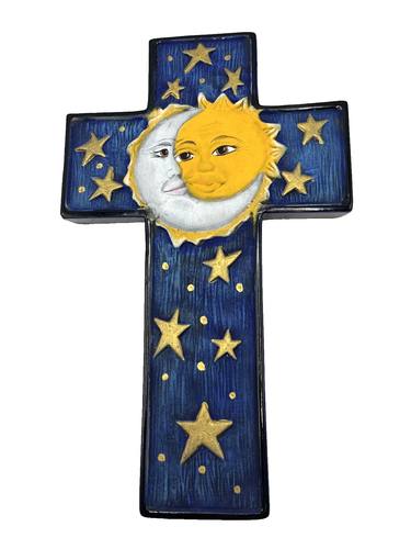 Vintage Celestial Cross Hand Painted Sun Moon Stars by A La Carte ...