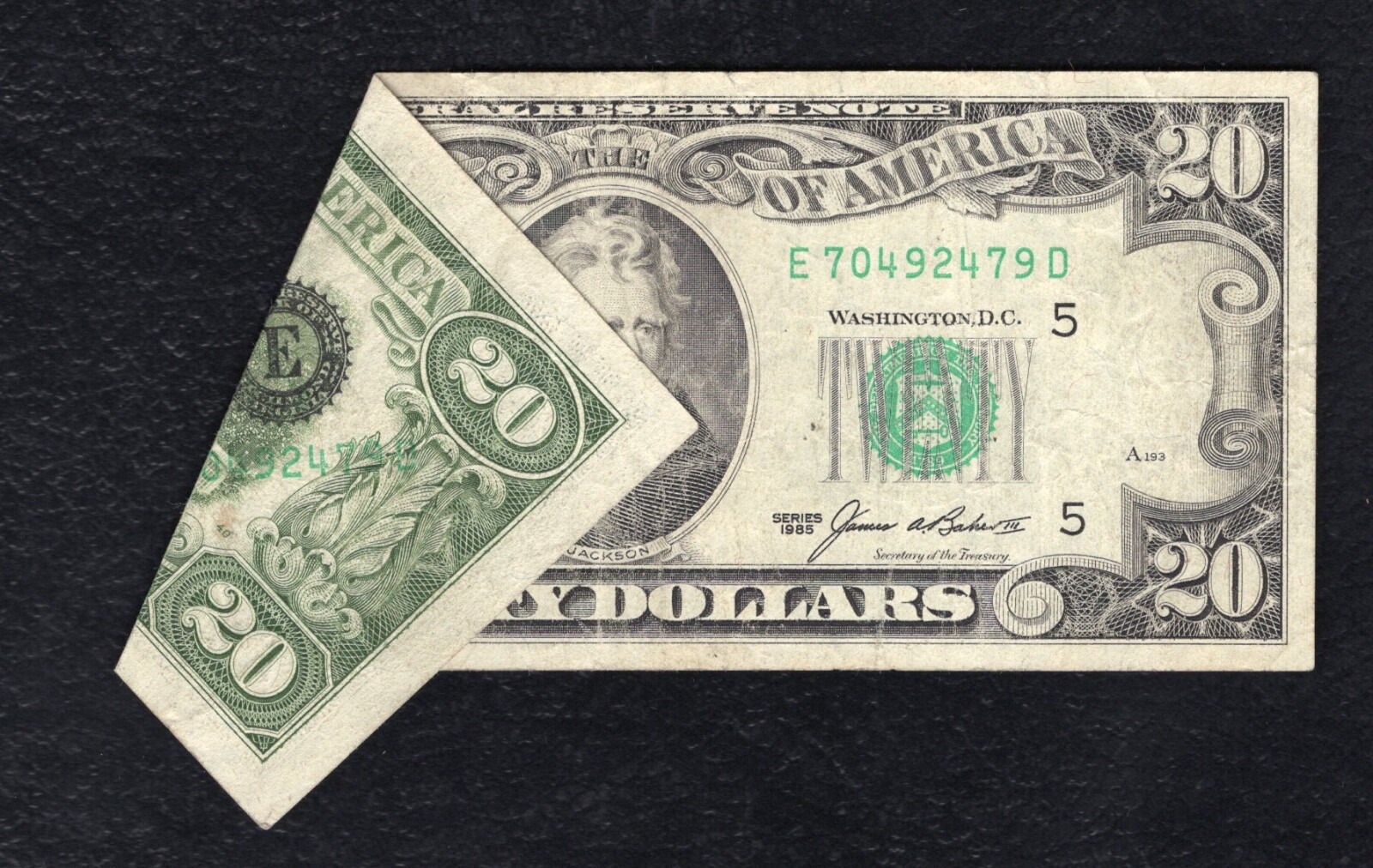 1985 $20 FRN FEDERAL RESERVE NOTE “MAJOR PRINTED FOLD ERROR” VERY FINE ...