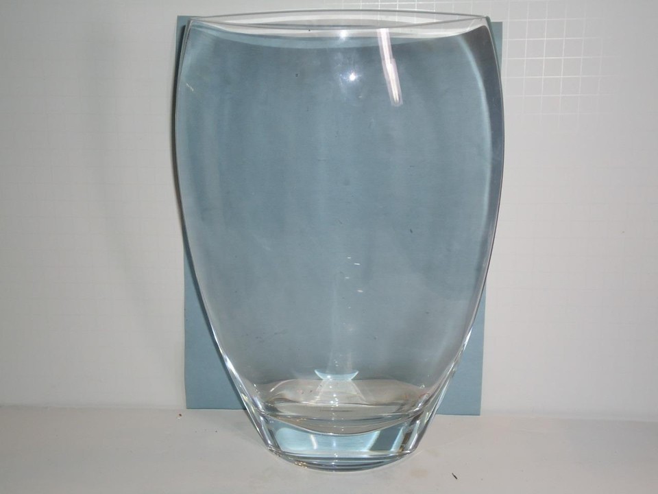 12" CHIC HEAVY CLEAR GLASS ELLIPSE VASE SMOOTH FLAT SIDES | eBay