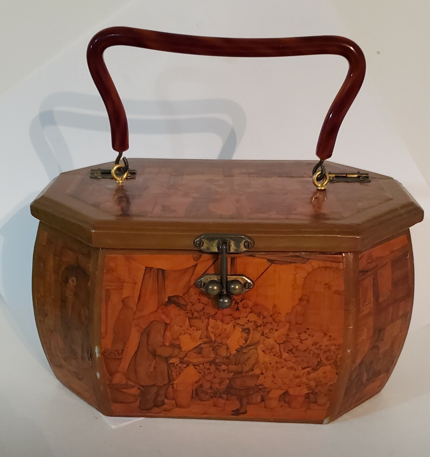 Anton Pieck Vintage Wood Box Purse - Gem